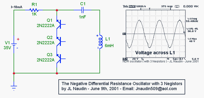A Negative Differential Resistance Oscillator with a Negistor